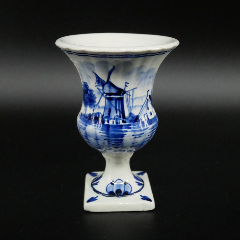 Delft Blue Urn Vase, Dutch Ceramic Windmill Pottery, 11 Cm - Etsy
