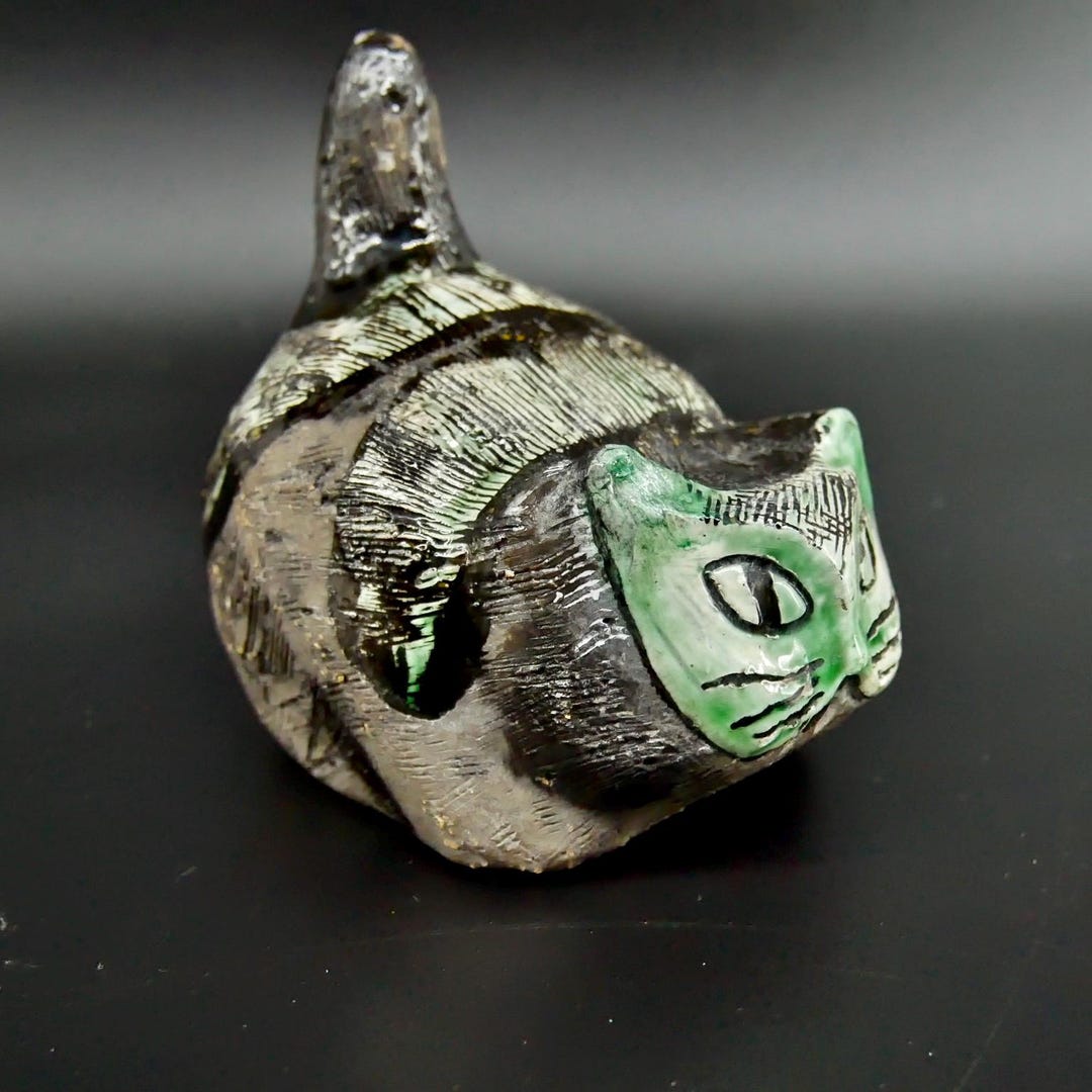 Vintage Scandinavian Pottery Cat Sculpture Goran Andersson, 1962, Swedish Mid-century Modern ...