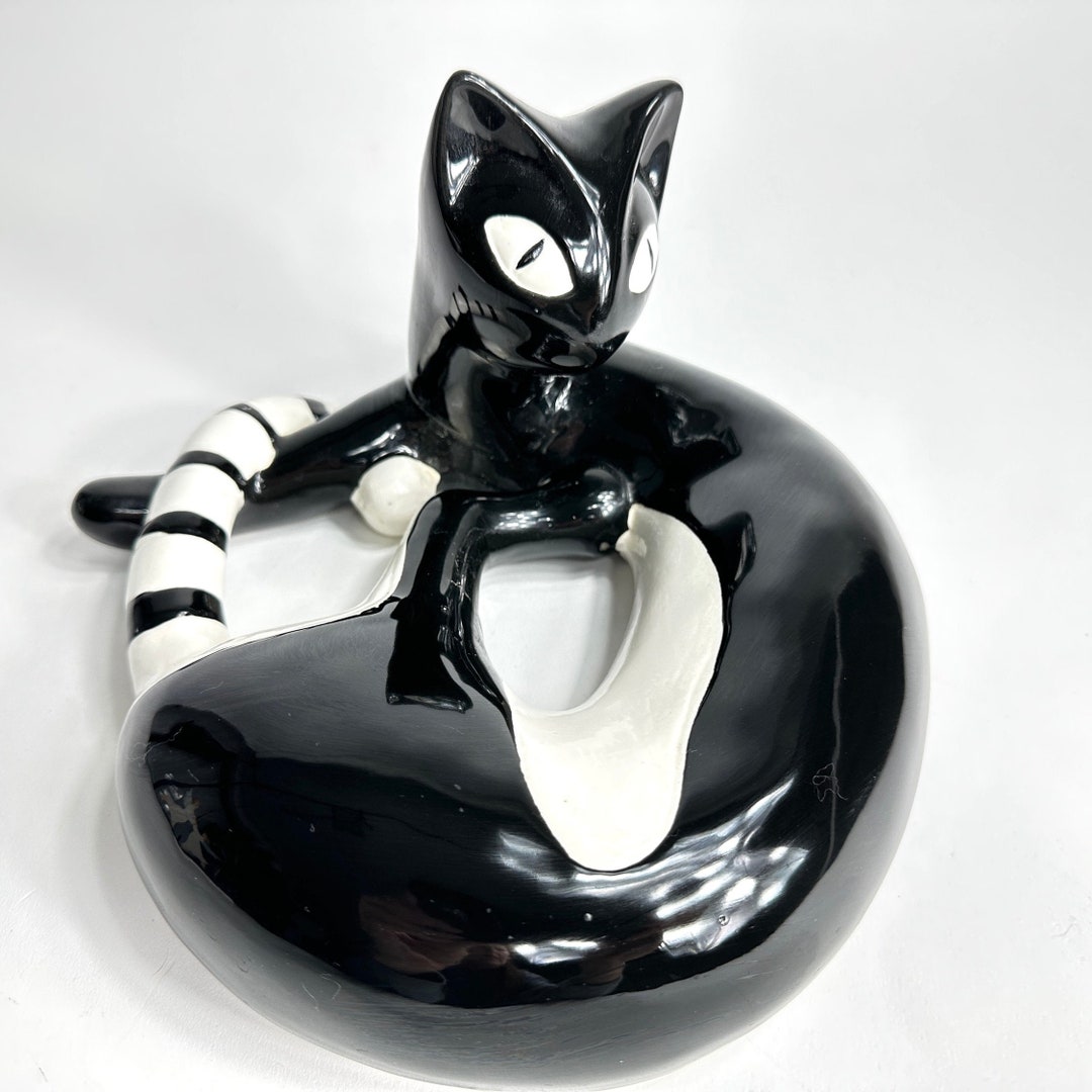 Vintage Porcelain Cat Figurine Ornament, Sleeping Kitty, Perfect Gift ...