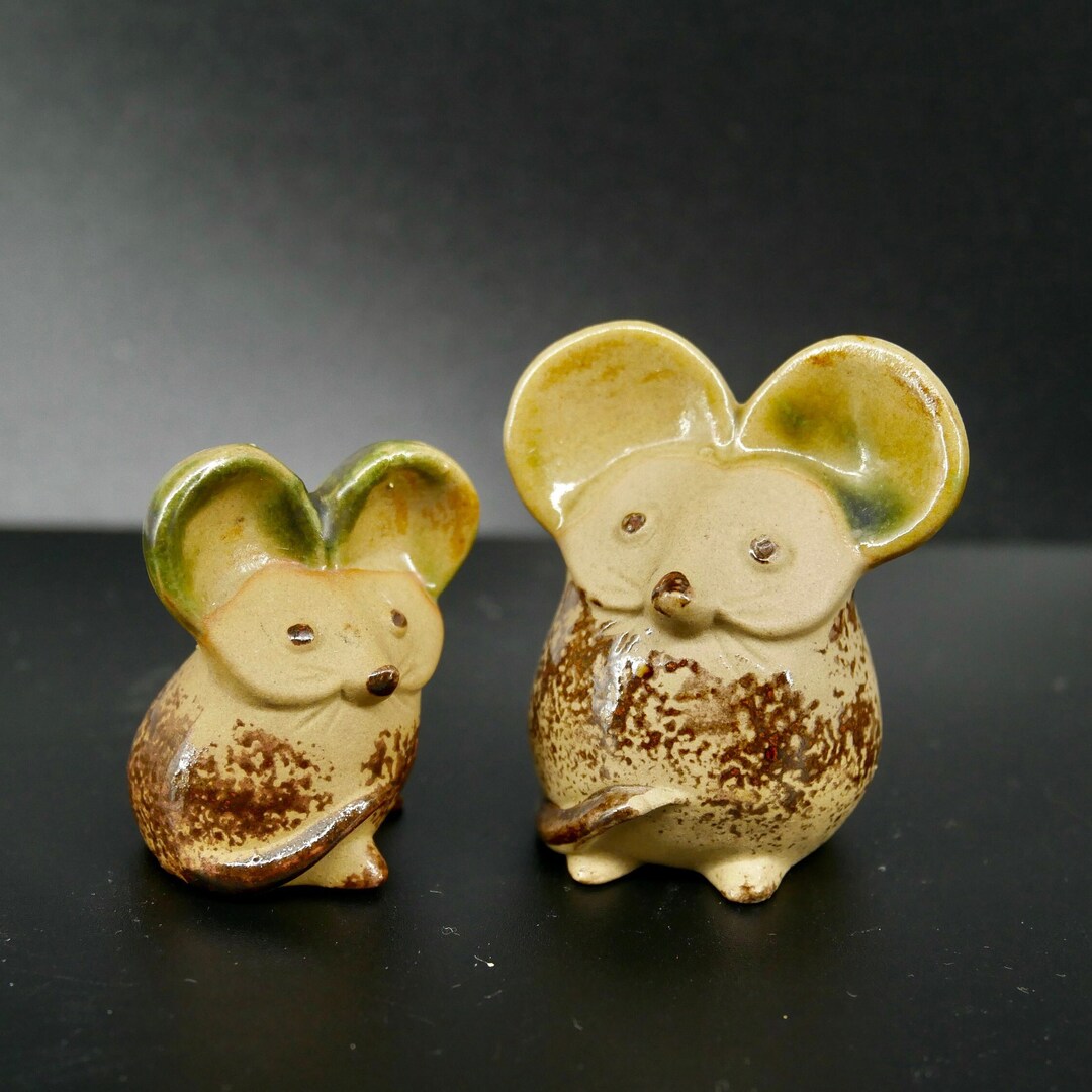 Vintage Handmade Pottery Mice – Studio Ceramic Figurines, Scandinavian ...