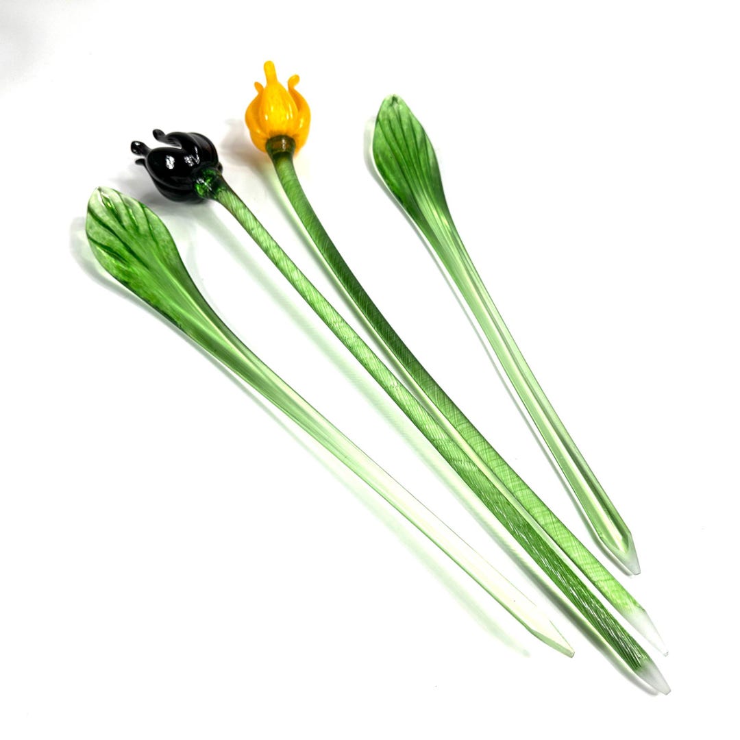 Murano Styled Vintage Glass Black Tulip Flower Hand Crafted Sculpture ...