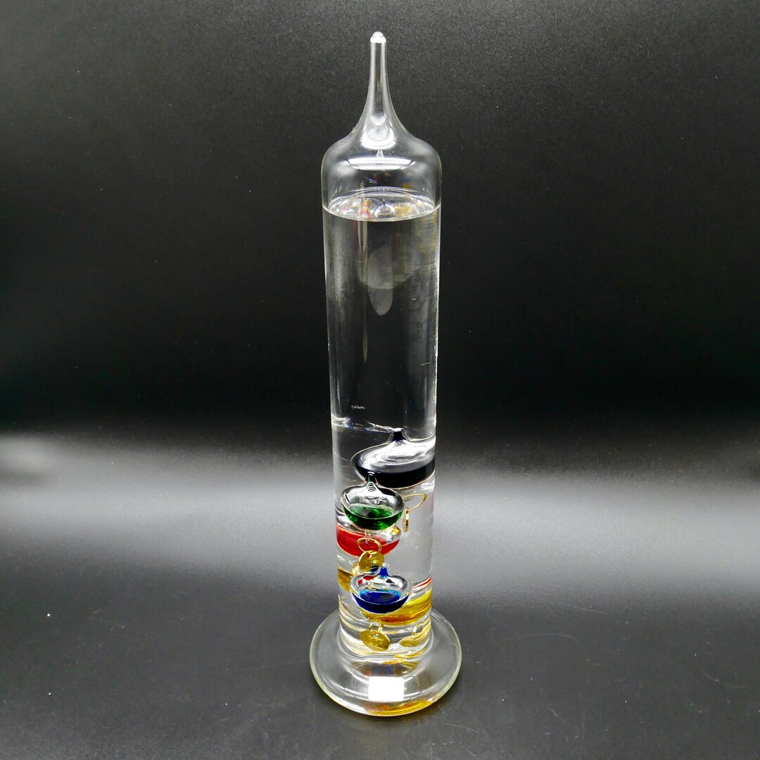 Vintage Glass Galileo Thermometer 34cm Tall With Liquid Filled Baubles ...