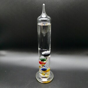 Vintage Glass Galileo Thermometer 34cm Tall With Liquid Filled Baubles ...