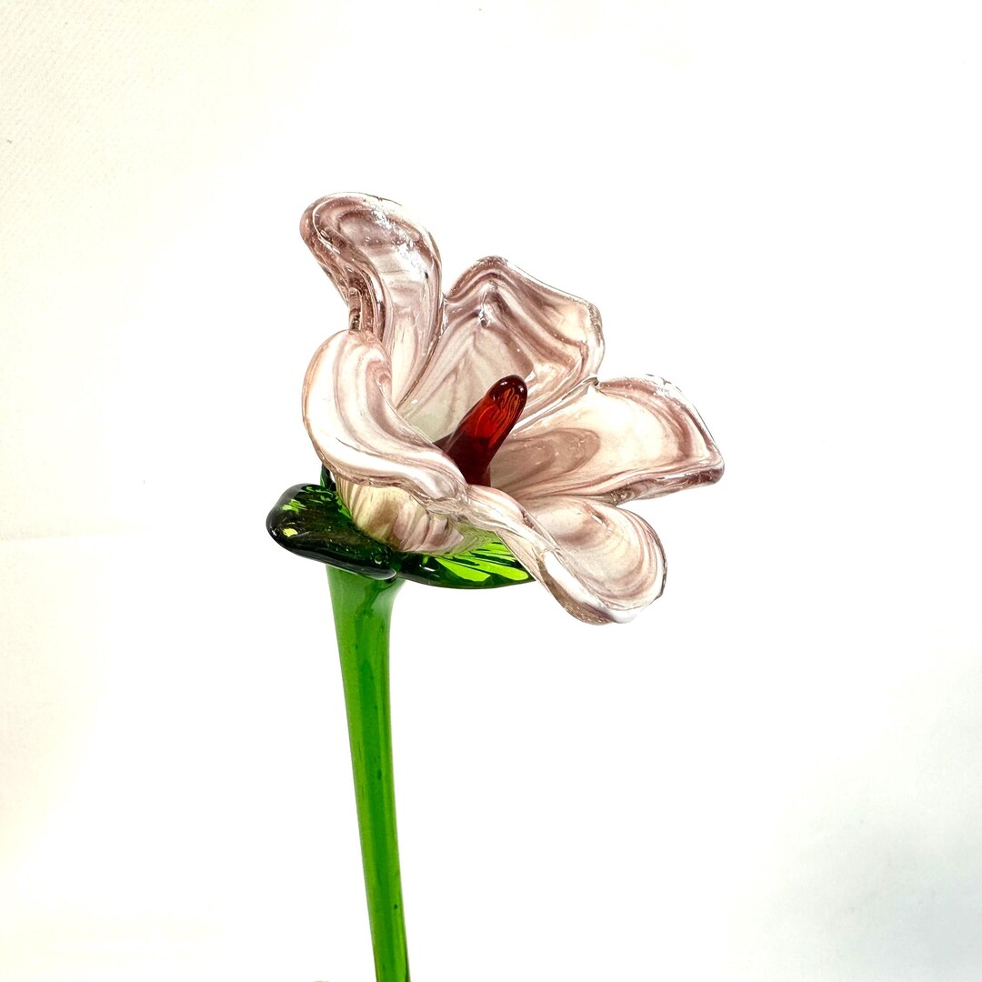 Blush Pink Art Glass Flower Sculpture – Murano Style Hand-blown ...
