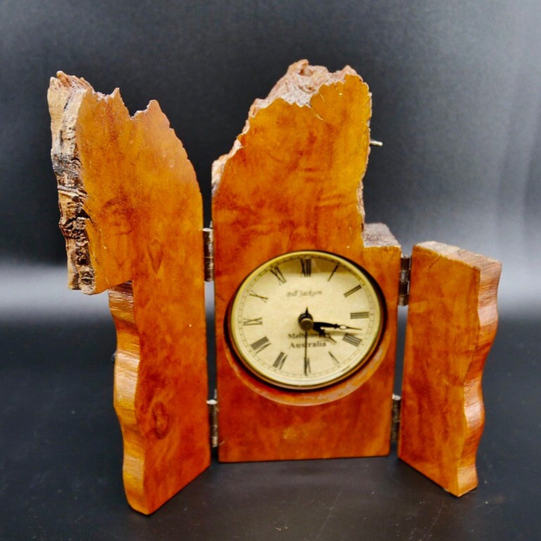 Vintage Australian Red Wood Quartz Mantel Clock Bill Jackson Redgum ...