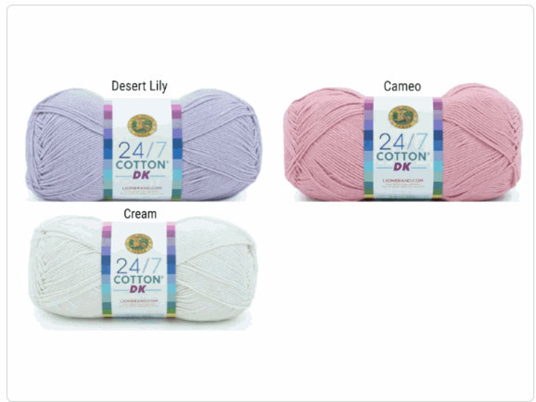 24/7 Cotton DK Yarn Lion Brand Light (CYC #3) Weight 3 Skeins - Etsy