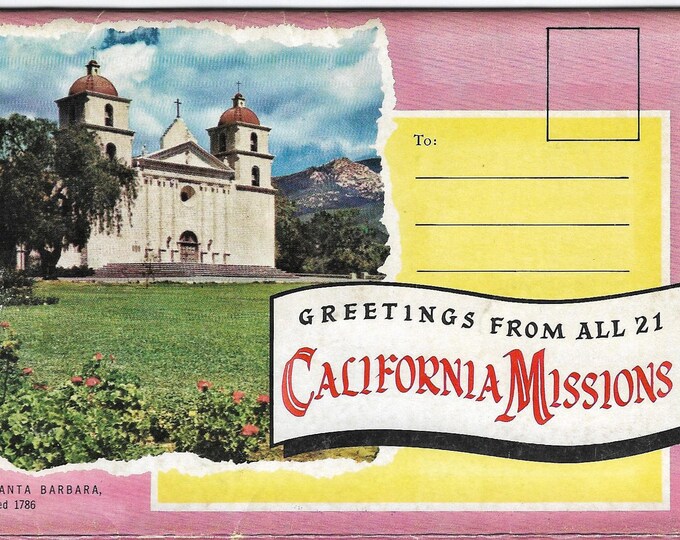 California Missions Vintage Souvenir Multi View Postcard Fold Out ...
