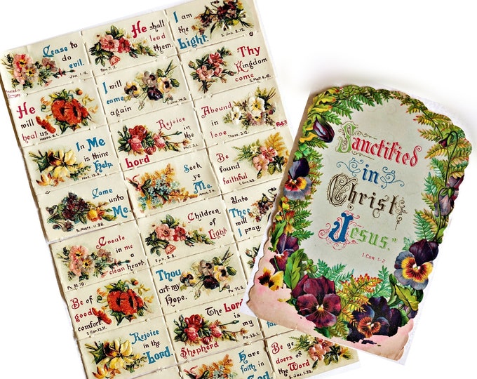 Antique Scripture Cards Bible Verses With Victorian Floral Design 1800s ...