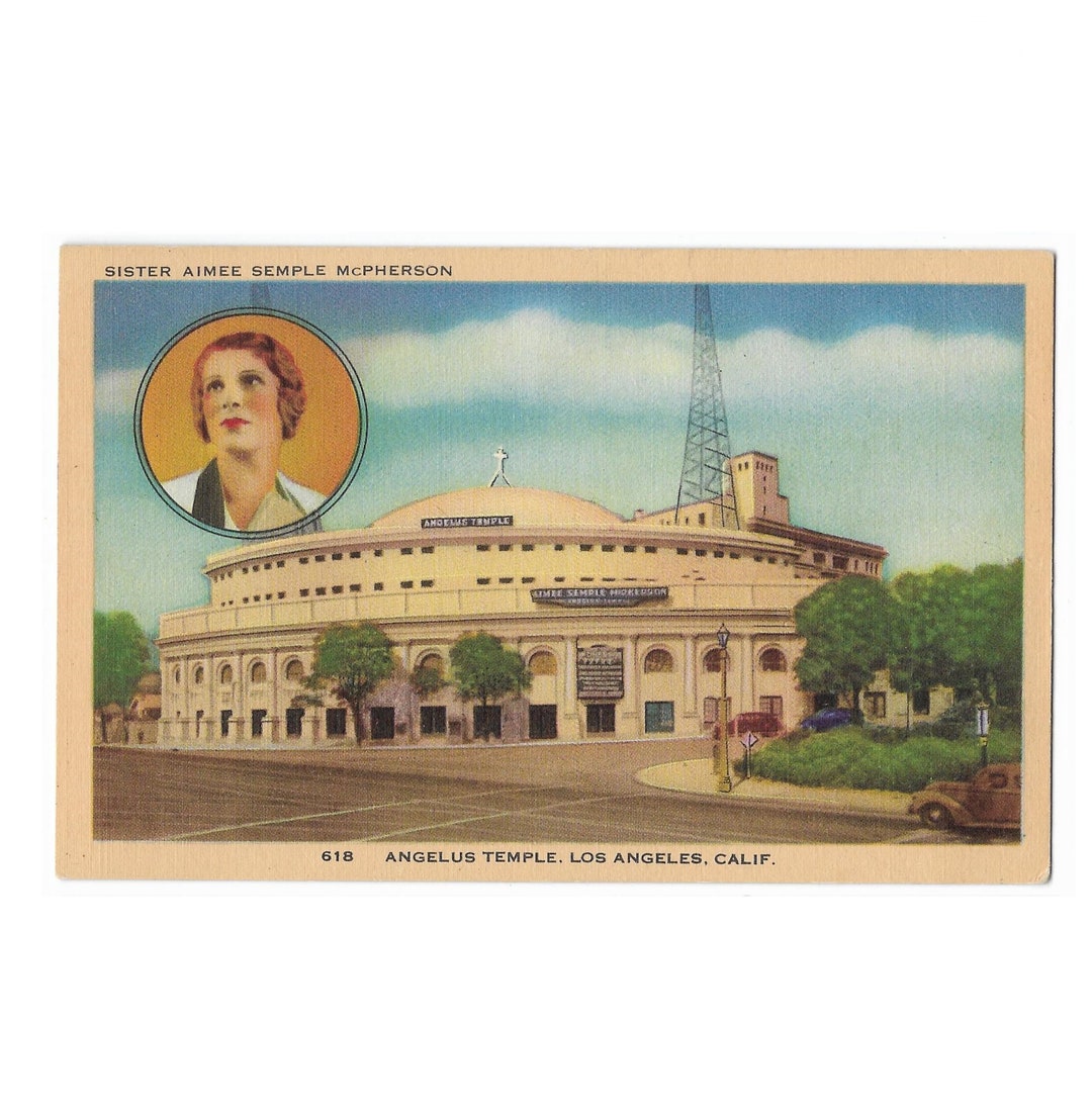 Aimee Semple Mcpherson Angelus Temple - Los Angeles California Linen ...