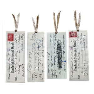 Bookmarks From Handwritten Antique Bank Checks Authentic 20th Century ...