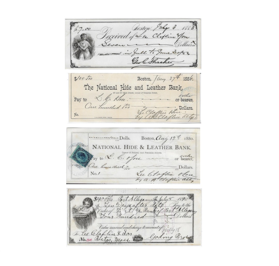 Bookmarks From Antique Bank Checks Authentic 19th Century Cheques ...