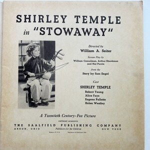 Shirley Temple & Philip Ahn in "stowaway" 1937 Promotional Paperback ...