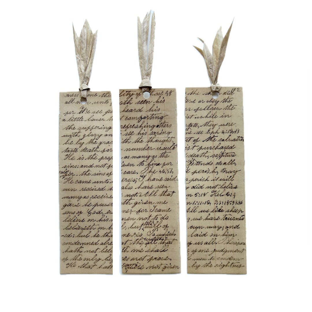 Antique Handwriting Bookmarks Set of 3 Made From Authentic 19th Century ...