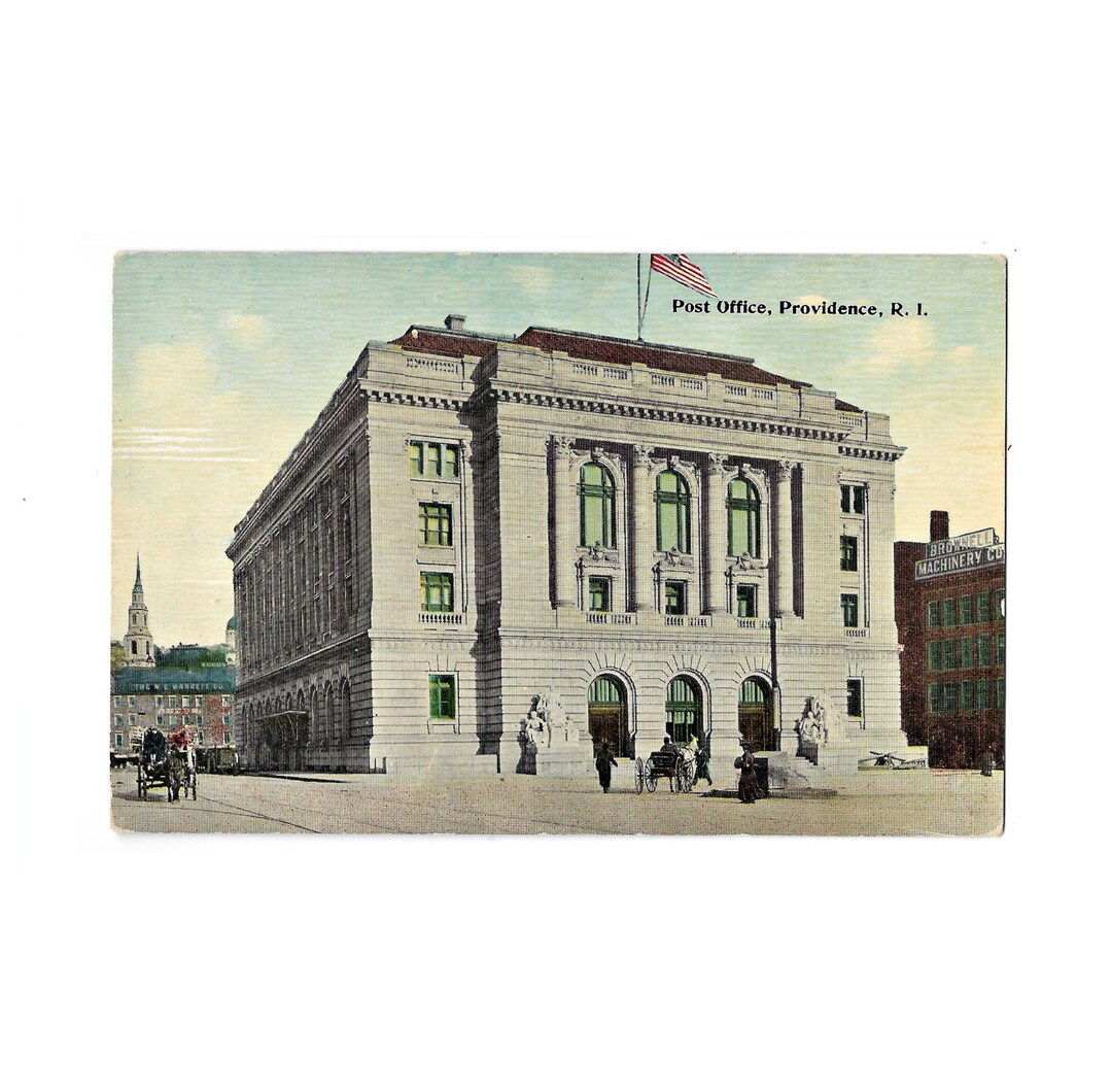 Providence RI Post Office Showing Horse and Carriage at Rhode - Etsy