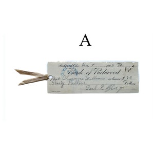Bookmarks From Handwritten Antique Bank Checks Authentic 20th Century ...