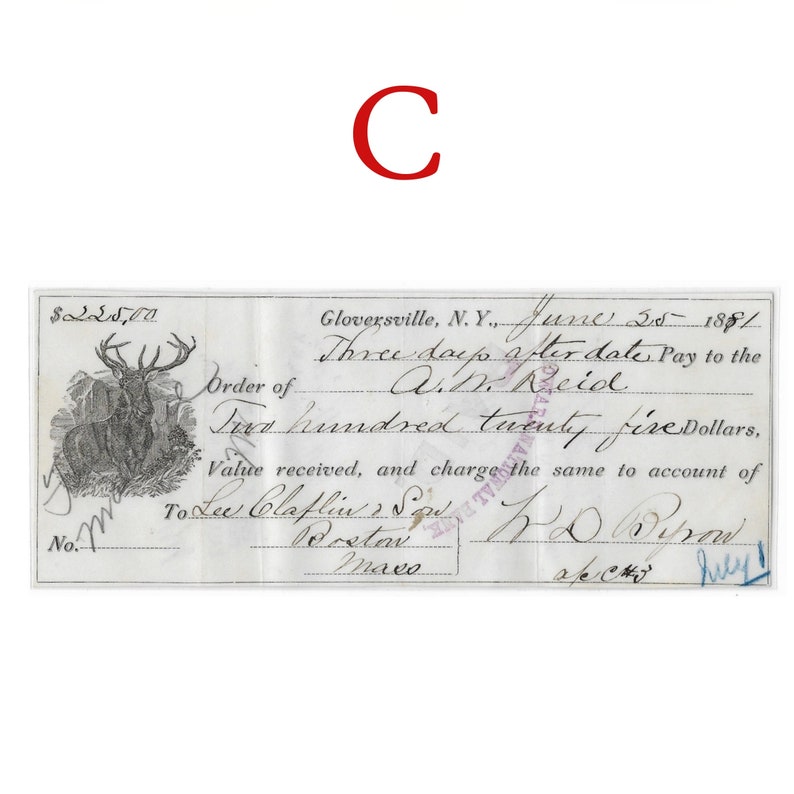 Bookmarks From Antique Bank Checks Authentic 19th Century - Etsy