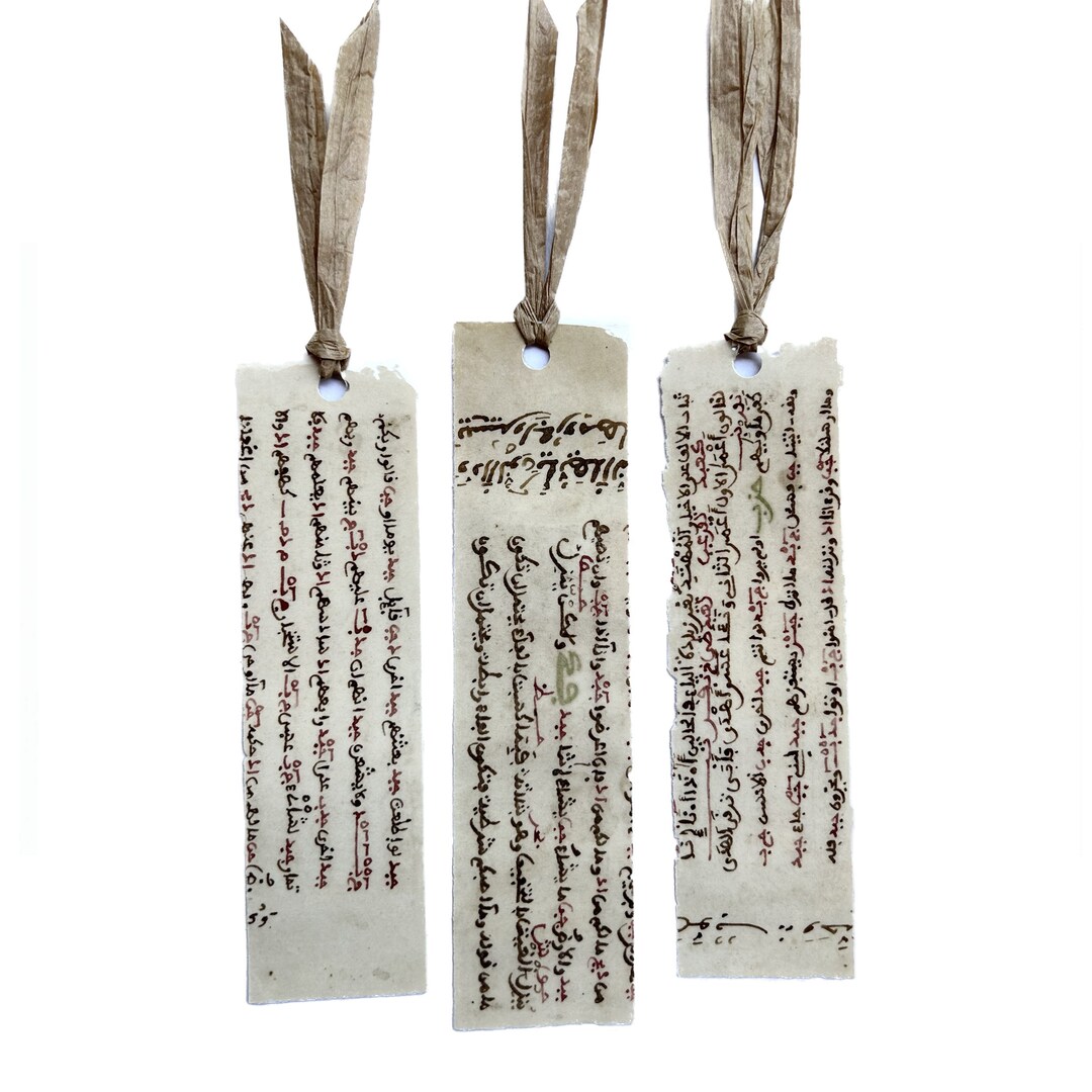 Arabic Calligraphy Bookmarks Set of 3 Made From Antique Manuscript ...
