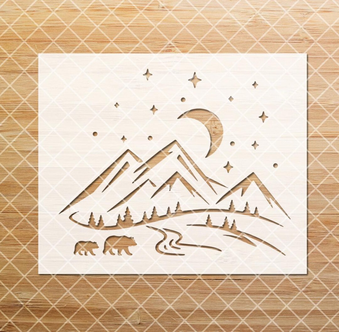 Mountain Stencil, Adventure Stencil, Nature Stencil, Bear Stencil ...