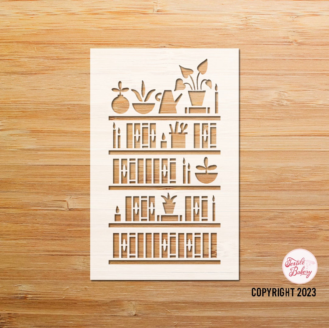 Bookcase Stencil, Journal Stencil, Journaling Stencil, Books Stencil ...