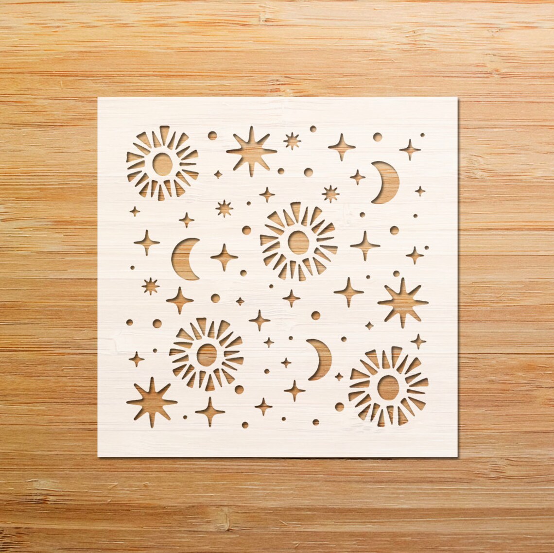 Moon Sun Star Stencil, Pattern Stencil, Stars Stencil, Texture Stencil ...