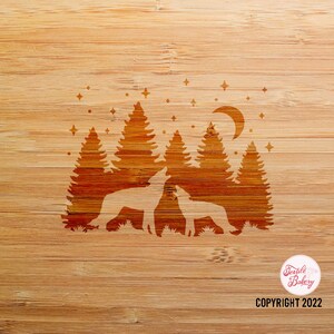 Pine Tree Stencil, Wolf Stencil, Forrest With Wolf Stencil, Fir Tree ...
