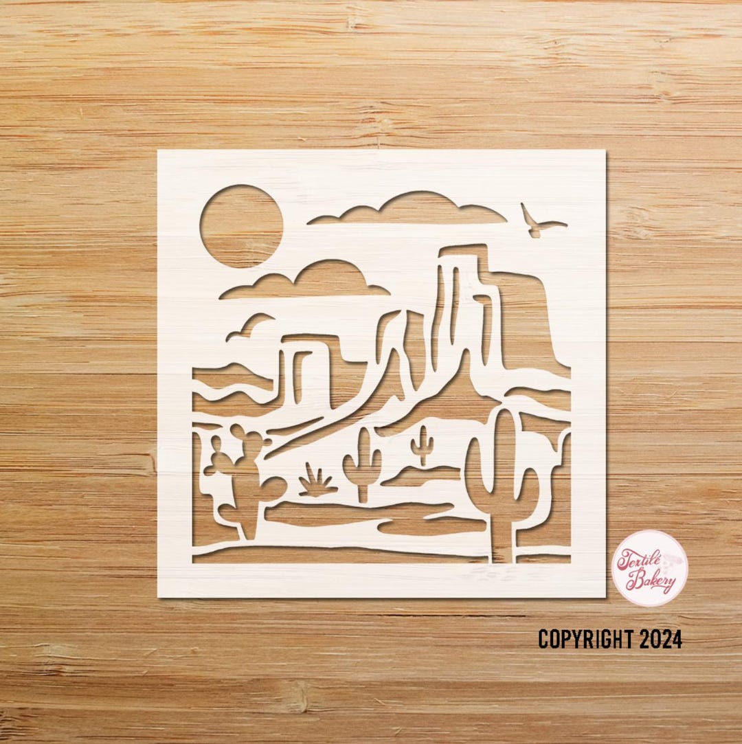 Cactus Stencil, Utah Stencil, Boho Stencil, Desert Scene Stencil, West ...