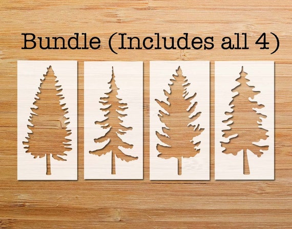 Pine Tree Stencil Bundle Fir Tree Stencil Bundle Christmas | Etsy