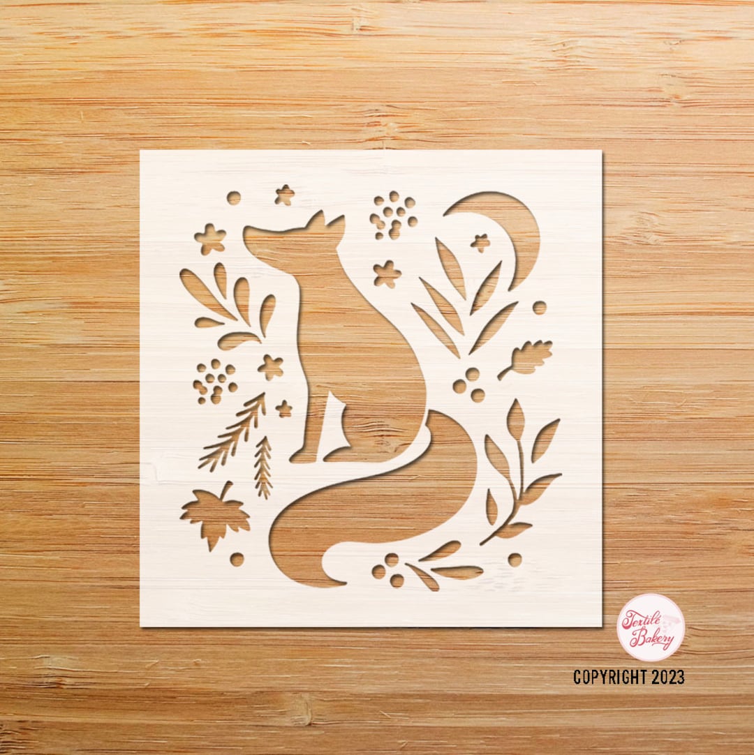 Fox Stencil, Fox Floral Stencil, Card-making Stencil, Animal Stencil ...
