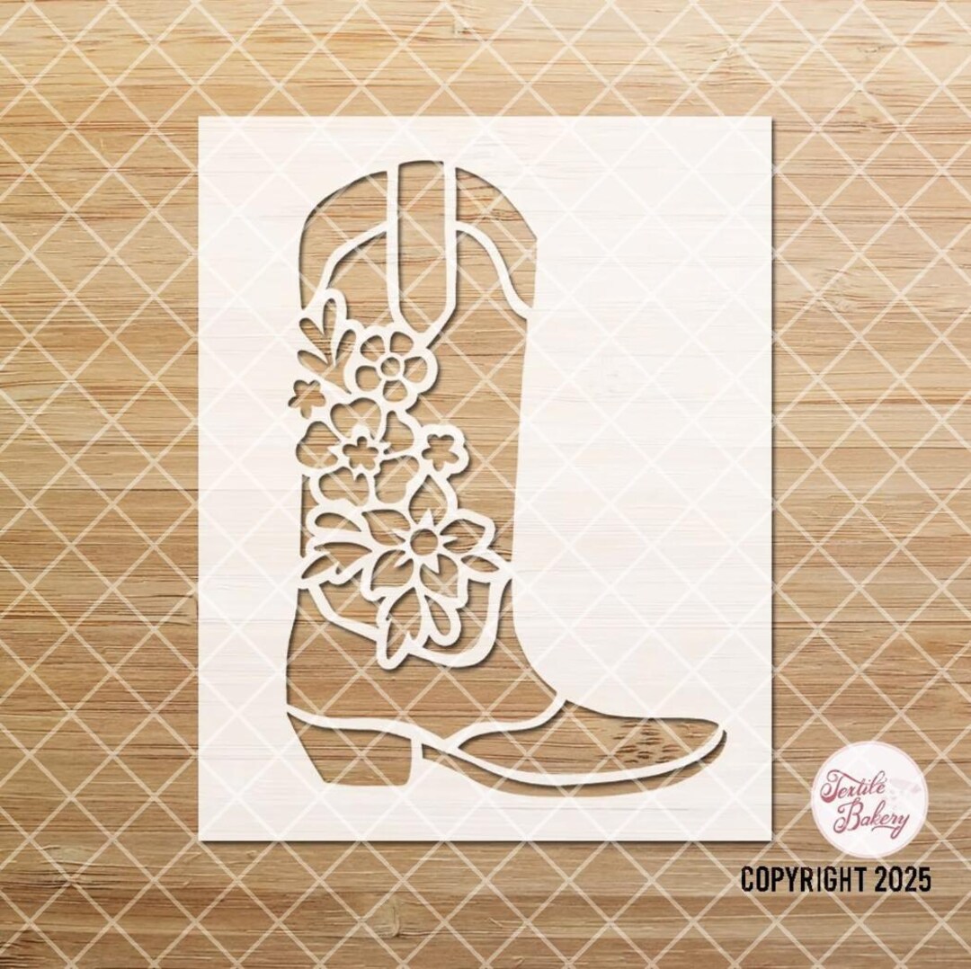 Cowgirl Floral Boot Stencil, Western Boot Stencil, Boot Stencil, Farm ...