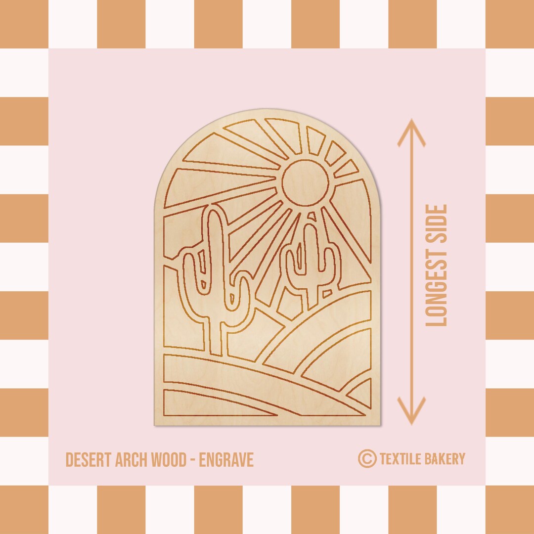 Desert Laser Cut Wood Blank, Wood Craft Blank, Arch Wood Blank, Cactus ...