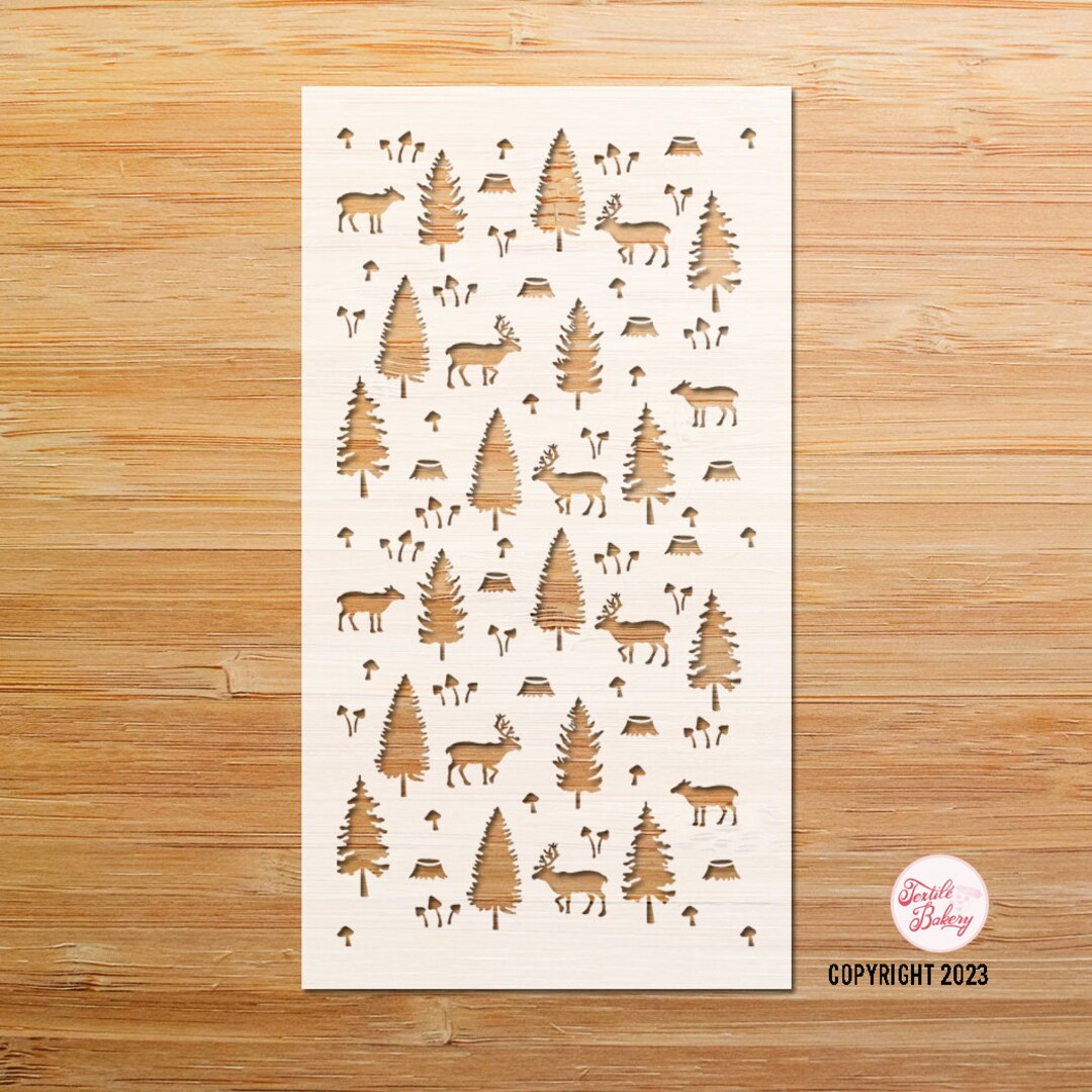 Deer Forest Stencil, Deer Woods Stencil, Forest Stencil, Wall Stencil ...