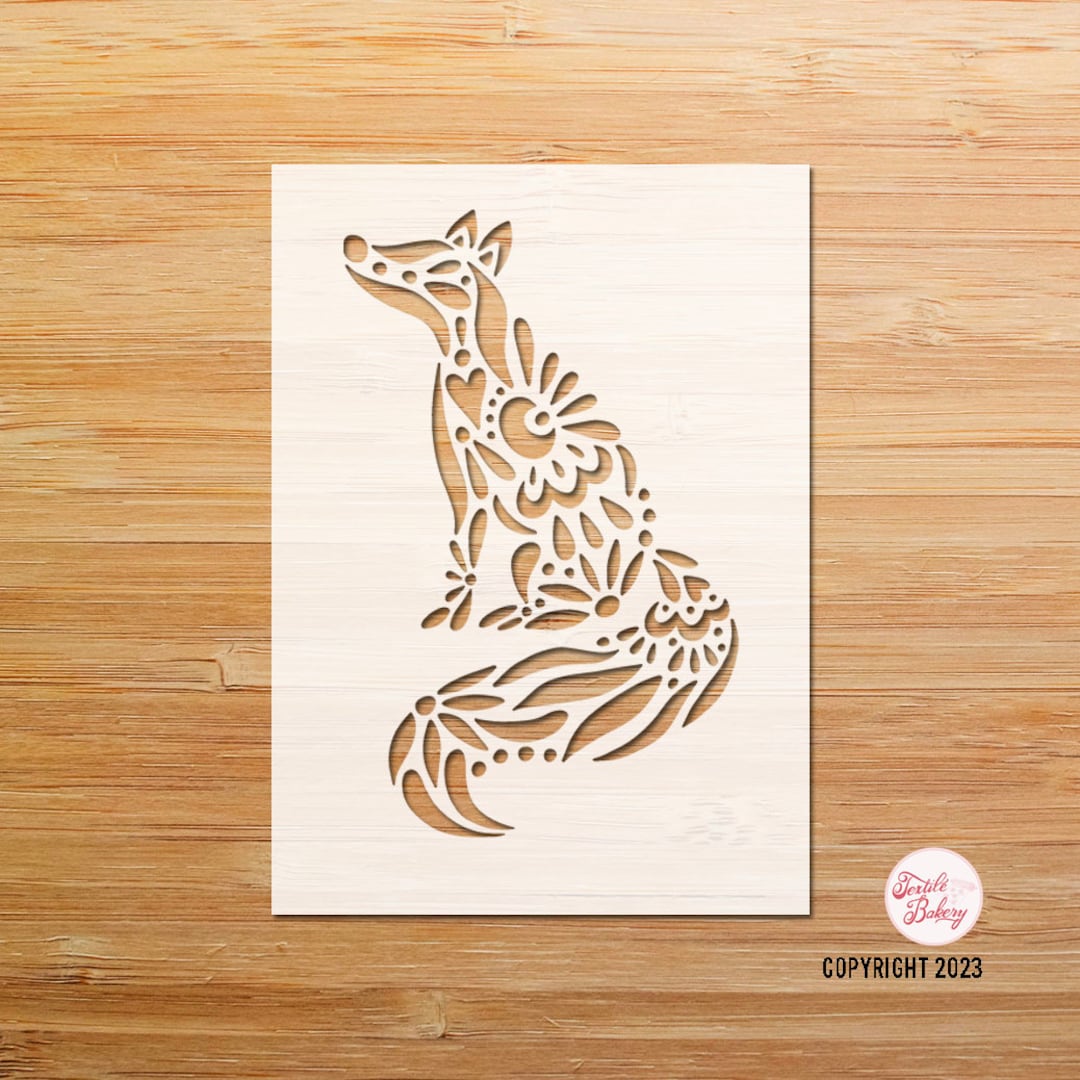 Fox Stencil, Fox Floral Stencil, Card-making Stencil, Animal Stencil ...