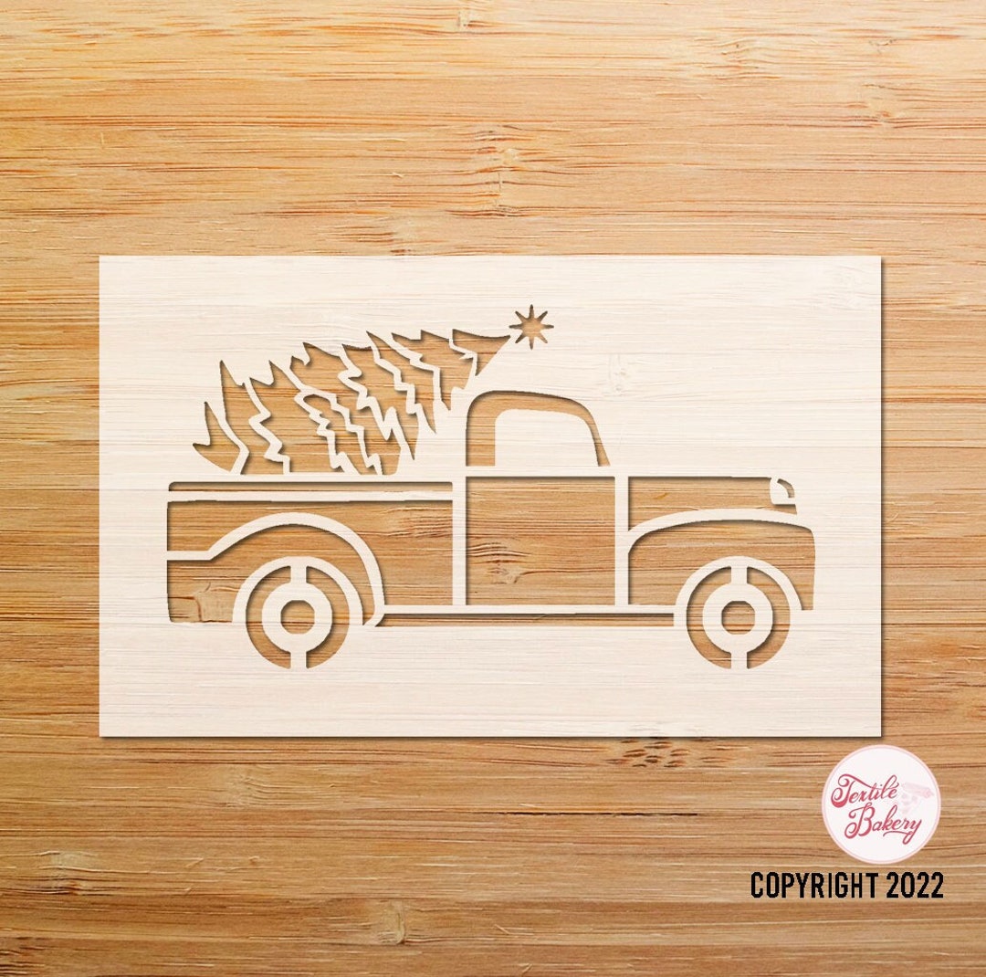 Red Truck Stencil, Christmas Truck Stencil, Truck Tree Stencil, Holiday ...
