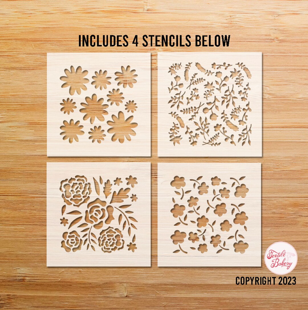 Spring Flowers Stencil Set, Stencil Design, Journal Stencils, Stencil ...
