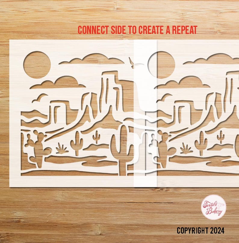 Cactus Stencil, Utah Stencil, Boho Stencil, Desert Scene Stencil, West ...