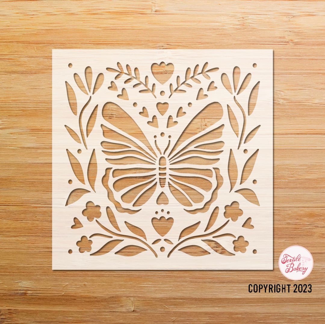 Butterfly Stencil, Butterfly Floral Stencil, Butterfly Stencil Design ...