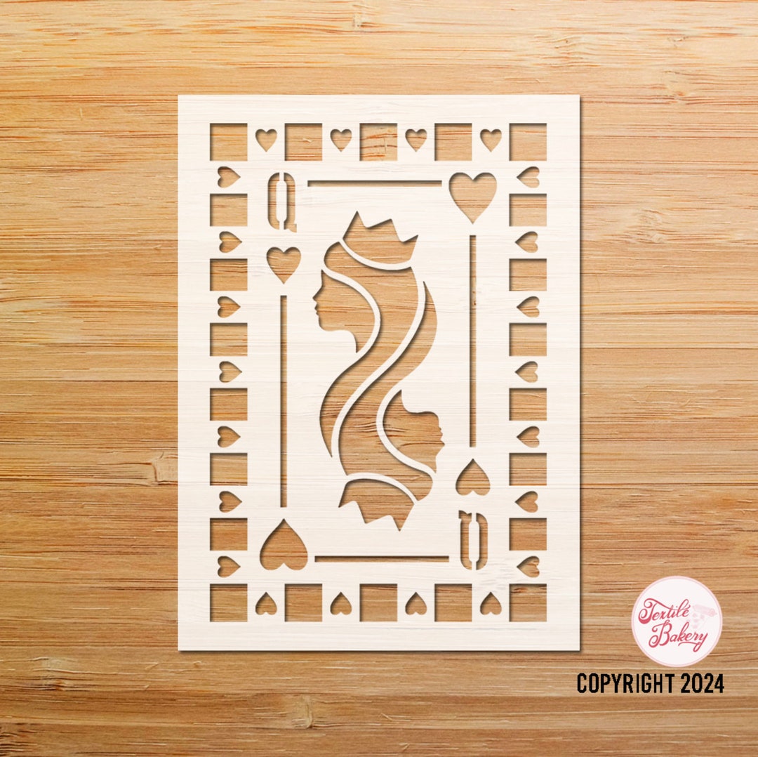 Queen of Hearts Stencil, Heart Stencil, Queen Stencil, Playing Card ...