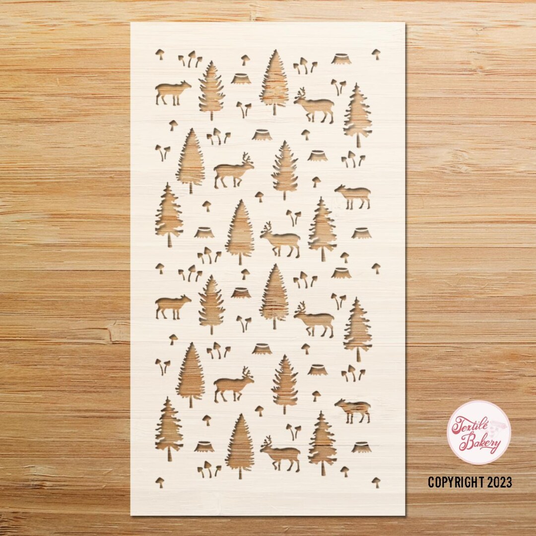Deer Forest Stencil, Deer Woods Stencil, Forest Stencil, Wall Stencil ...