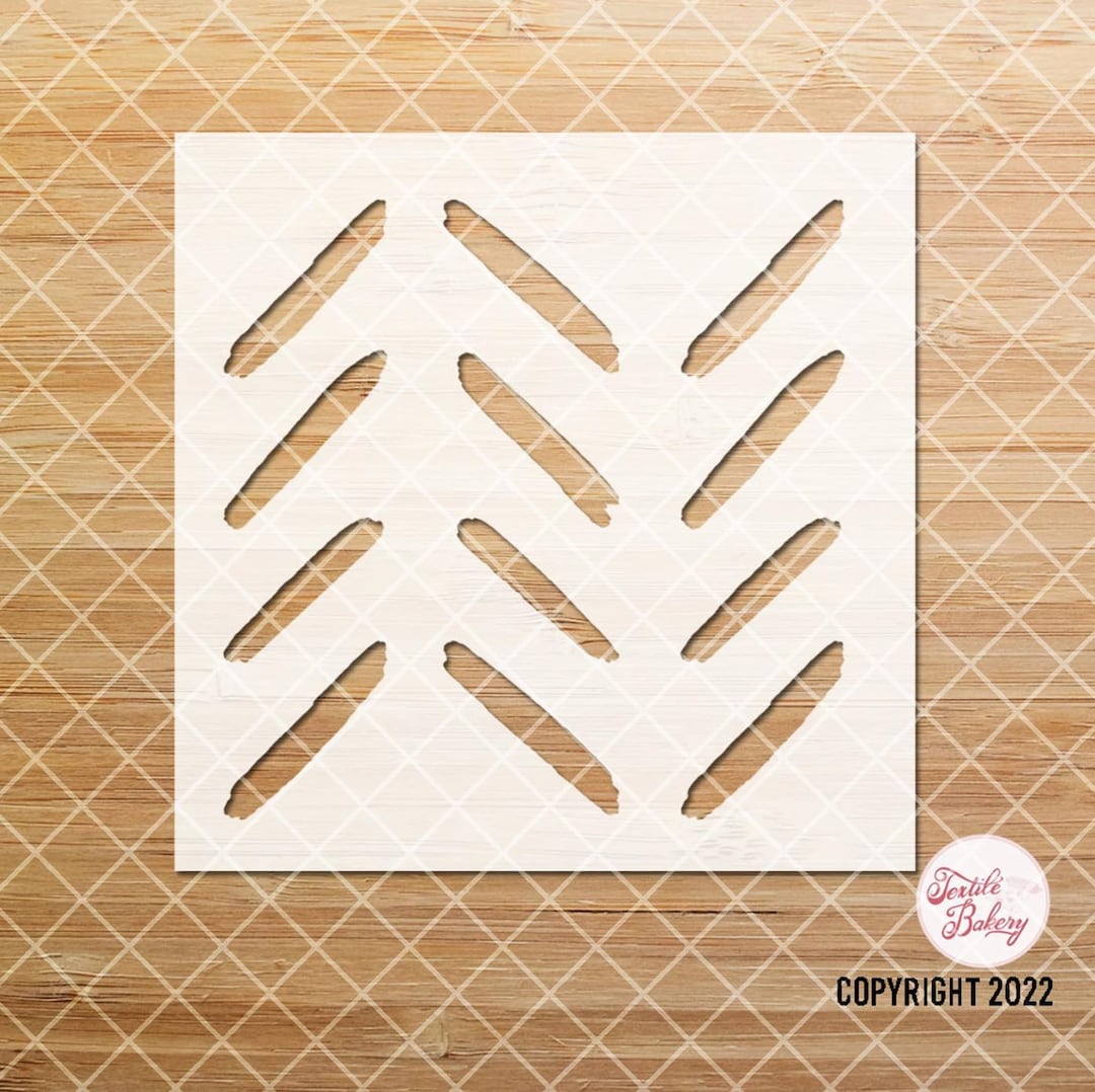 Herringbone Stencil, Geometric Wall Stencil, DIY Stencil, Brush ...
