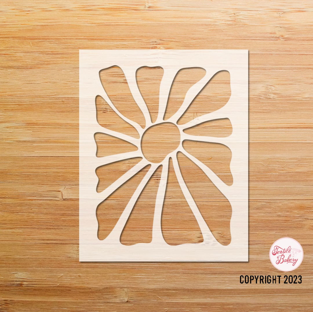 Retro Floral Stencil, 70s Stencil, Sun Stencil, Boho Stencil, Craft ...