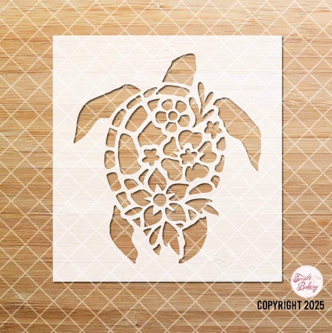Single Floral Sea Turtle Stencil - Sea Stencil- Nautical Stencil - Sea ...