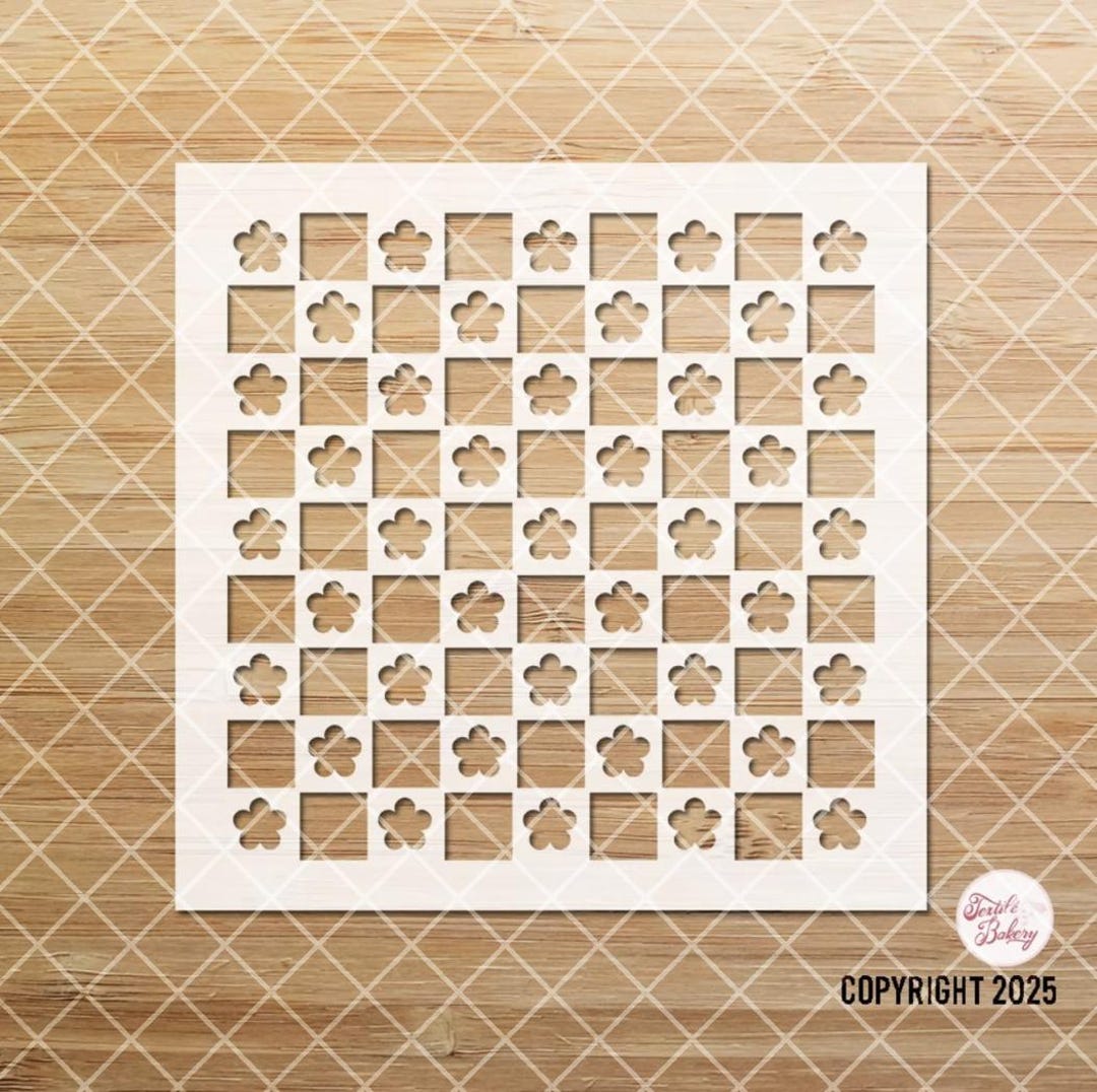 Checker Daisy Stencil, Boho Stencil, Daisy Stencil, Checkered Stencil ...
