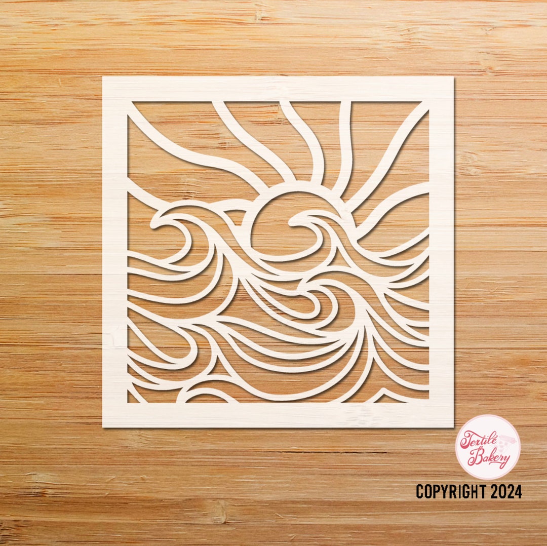 Wave Stencil, Ocean Stencil, Surf Stencil, Water Stencil, Journal Stencil, Reusable Stencil ...