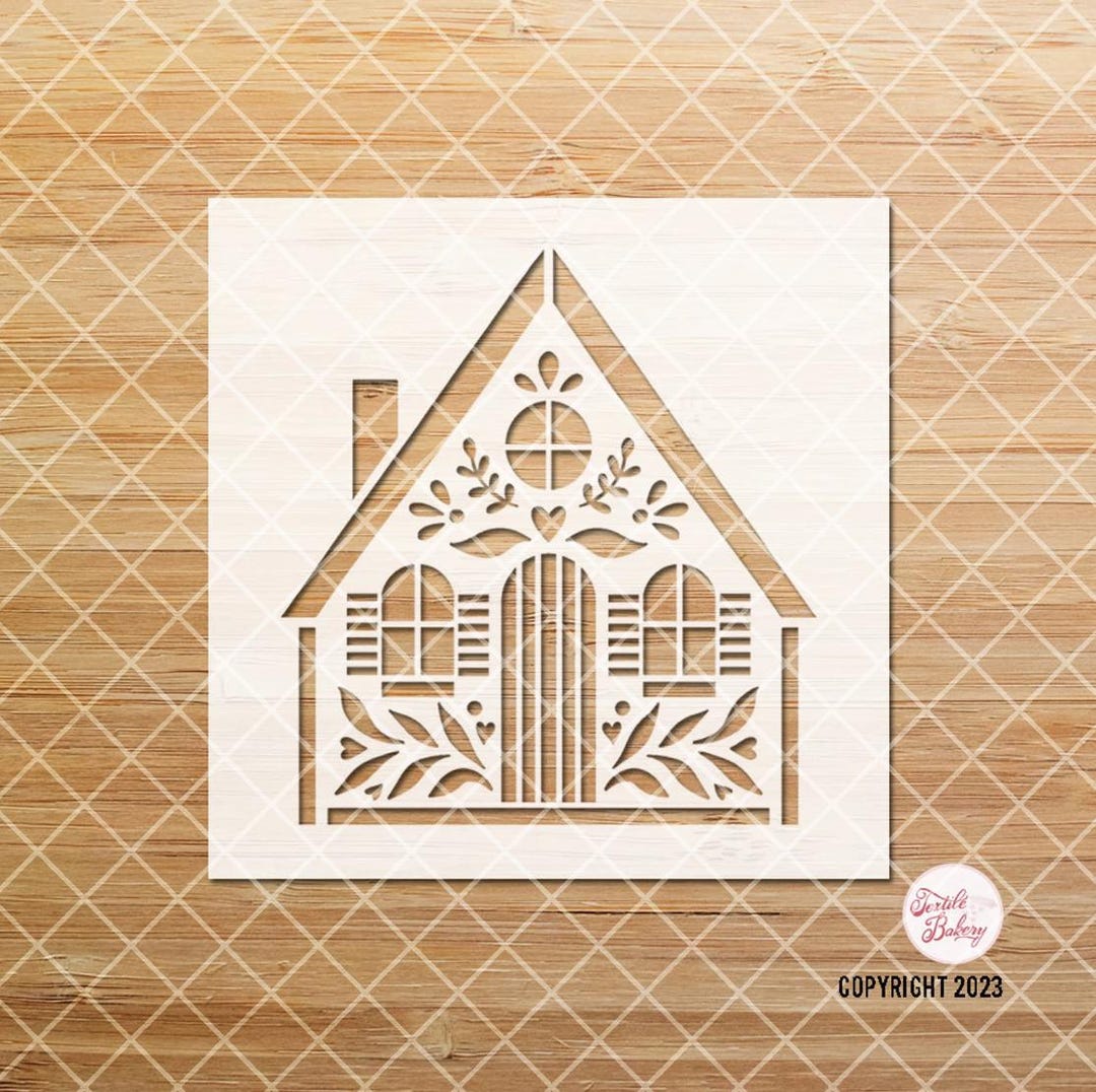 Cottage House Stencil, House Stencil, Gingerbread House Stencil ...