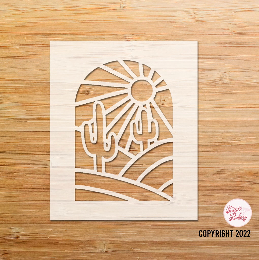 Cactus Stencil California Stencil Boho Stencil Desert Scene - Etsy