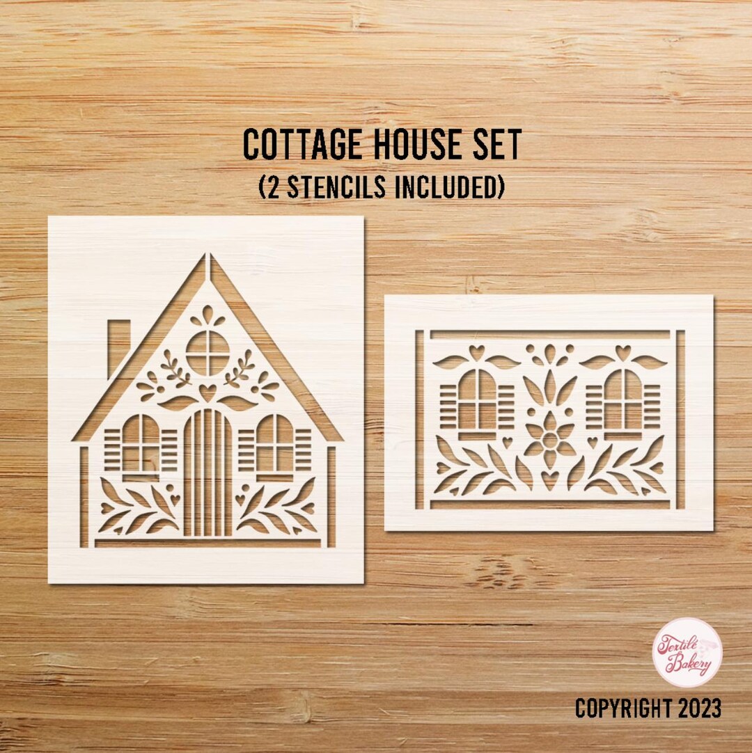 Cottage House Stencil Set, House Stencil, Gingerbread House Stencil ...