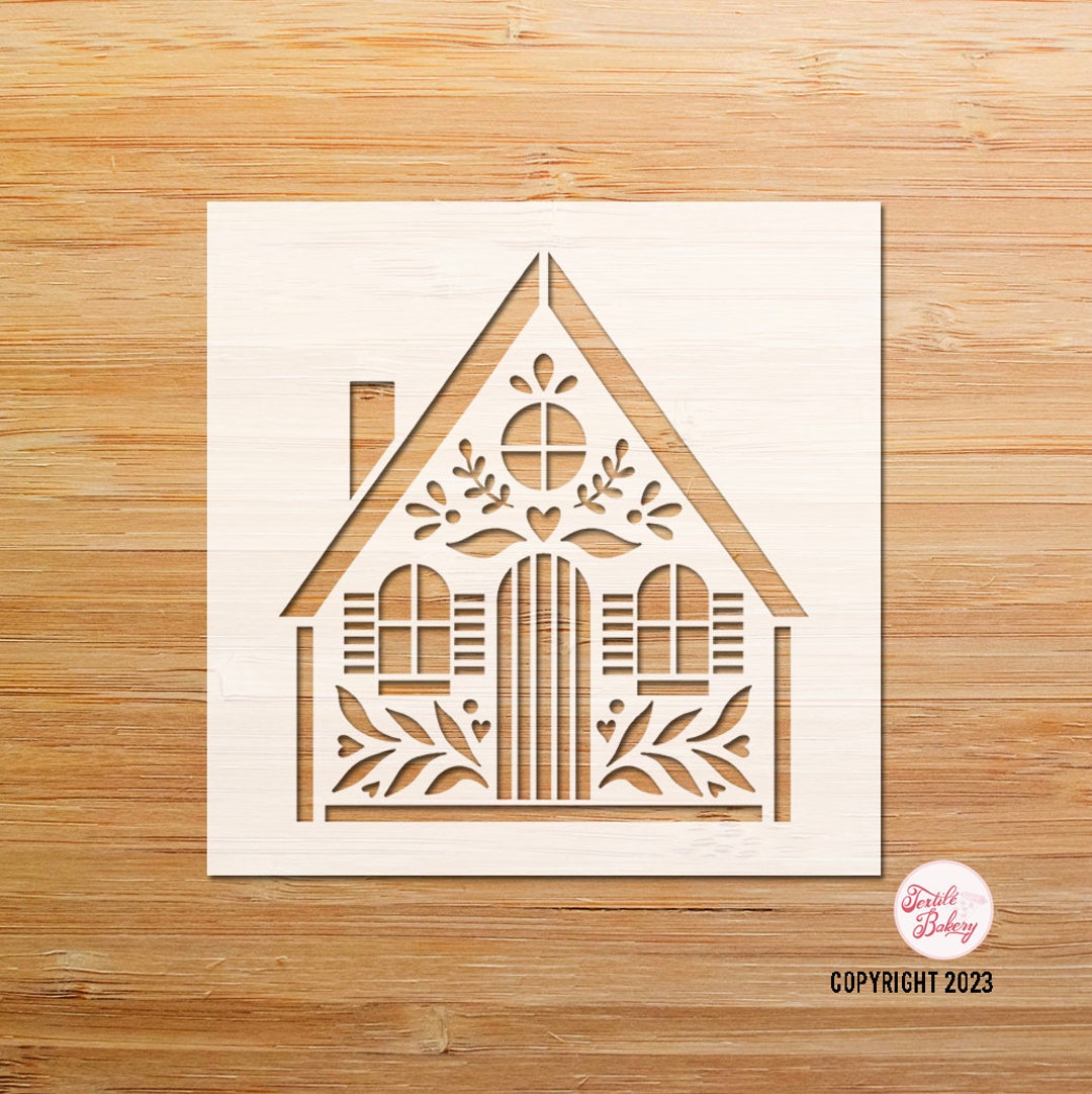 Cottage House Stencil, House Stencil, Gingerbread House Stencil ...