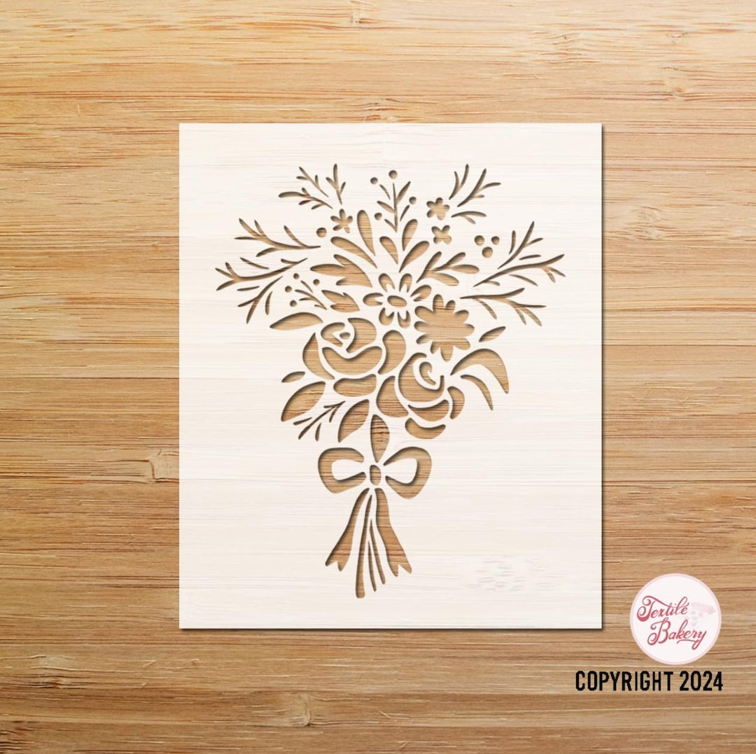 Preppy Flowers Stencil, Flower Bouquet Stencil, Wildflower Stencil ...