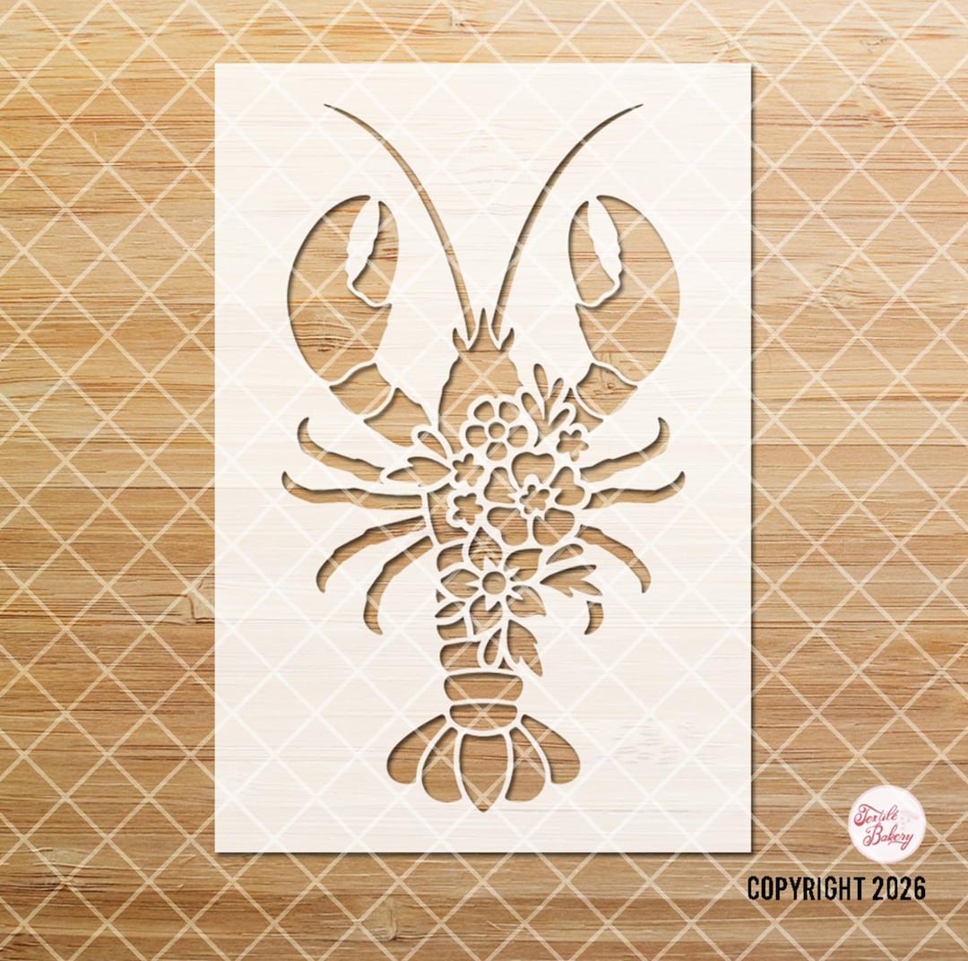 Lobster Stencil, Floral Lobster Stencil, Nautical Stencil, Crustacean ...