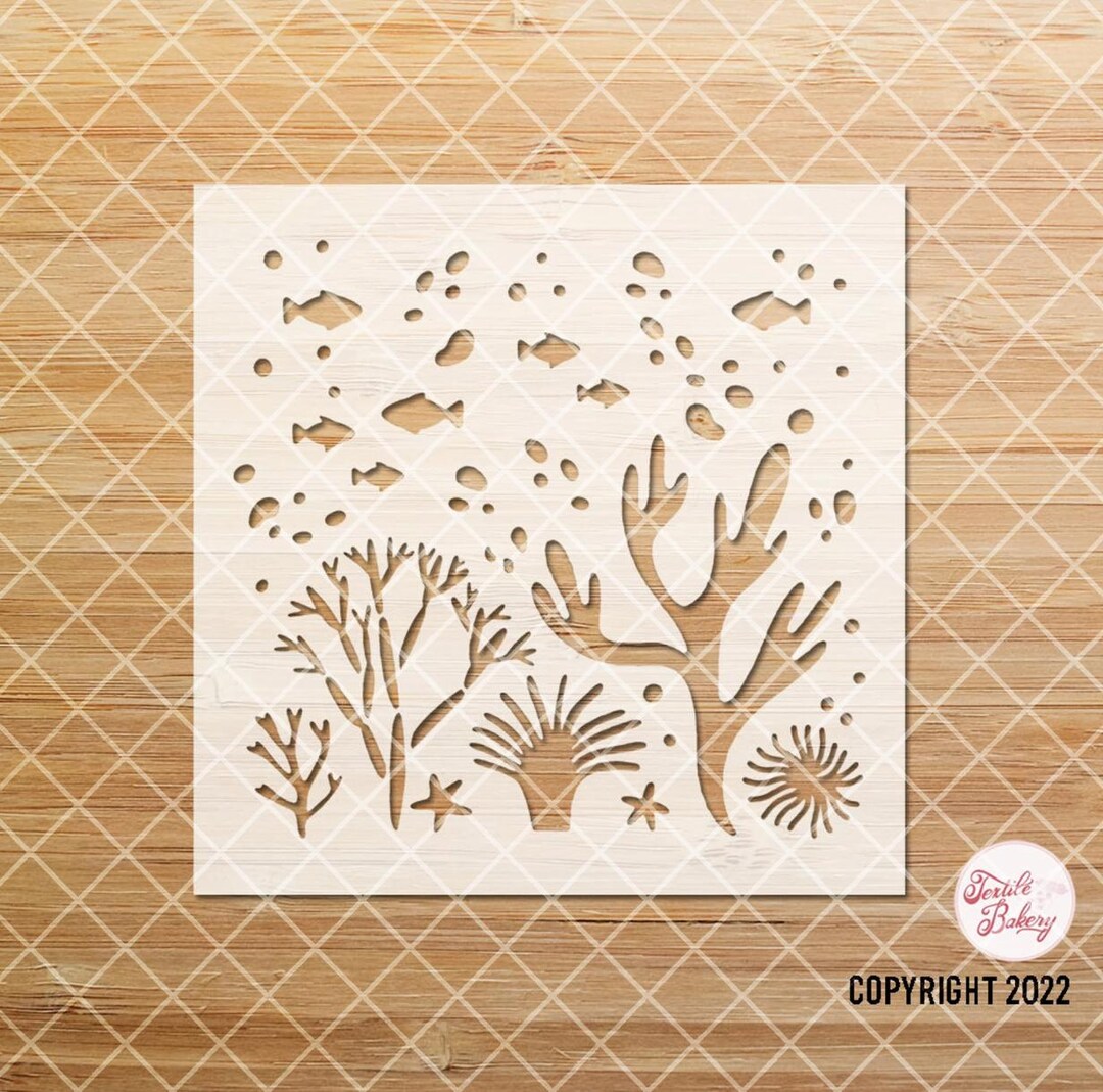 Ocean Stencil, Ocean Stencil, Cute Stencil, Underwater Stencil, Wall ...